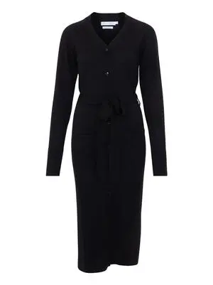 PAUL JAMES KNITWEAR Merino Wool Long Cardigan Dress - Black