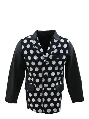 ZASTASTUDIO Polka Dot Leather Sleeve Blazer - Black