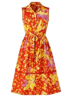 CONQUISTA Printed Cotton Poplin Shirt Dress