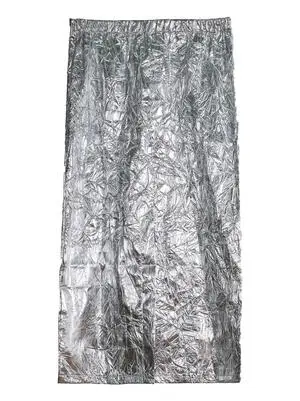 ATS THE LABEL Metallic Crepe Emboss Midi Skirt - Silver