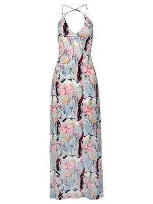 OH!ZUZA NIGHT&DAY Floral Print Maxi Dress With Open Back - Blue