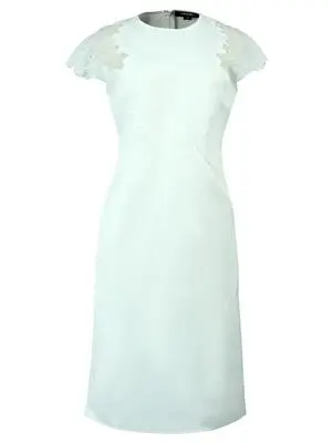 SMART AND JOY Satin Dress With Lace Inlay - White