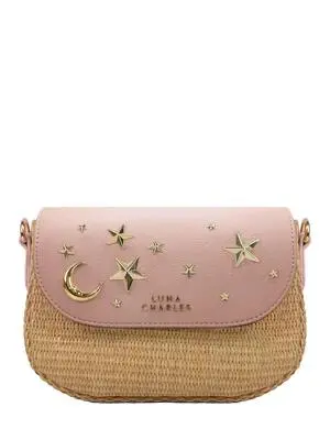LUNA CHARLES Elena Star Studded Rattan Handbag - Pink