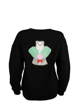 LAINES LONDON Embellished Pickleball Love Sweatshirt - Black