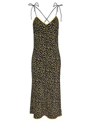 2KSTYLE Floral Print Slip Midi Dress - Black/yellow