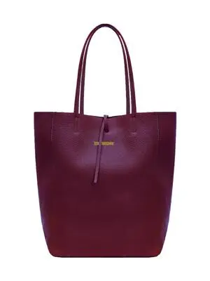 BETSY & FLOSS Milan Leather Tote Bag With Gold Hardware - Yellow