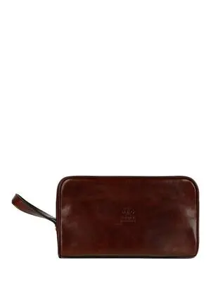 TIME RESISTANCE Leather Dopp Kit - Brown