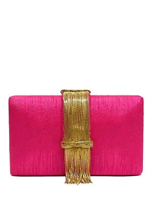SIMITRI Fringe Clutch - Pink/gold