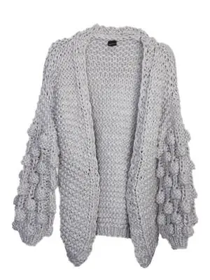 Saachi Knit Cardigan With Bauble Sleeves - Grey