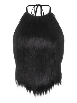 SEROTONINN Faux Fur Halter Top - Black