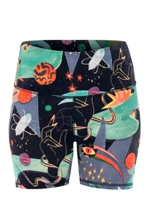 PITAYA YOGA Door Of The Cosmos Printed Shorts - Black