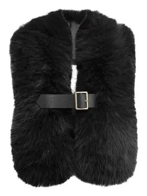 JAMES LAKELAND Faux Fur Collar With Buckle - Black