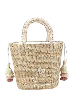 Likhâ Mini Embroidered Woven Tote Bag - Orange