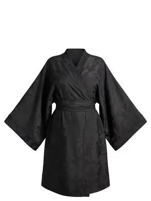 JANARA JONES Jacquard Sarah Kimono Mini Dress - Black