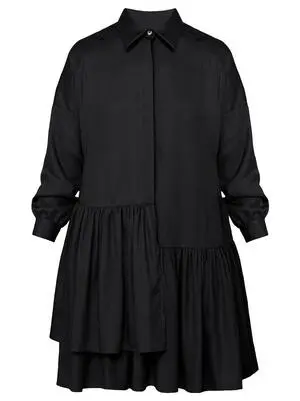 UNDRESS Eva Tencel Mini Shirt Dress With Frill Detail - Black