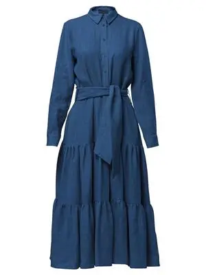 HELEN MCALINDEN Adele Borage Linen Dress - Blue