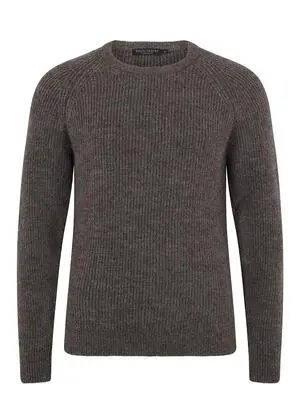 PAUL JAMES KNITWEAR Sheepsoft British Wool Byron Fisherman Rib Knit Jumper - Grey