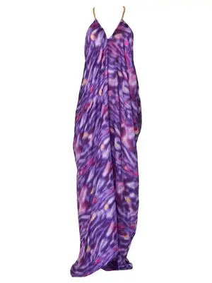 ROOM 24 Raja Printed Dress With Gold Chain Straps - Purple