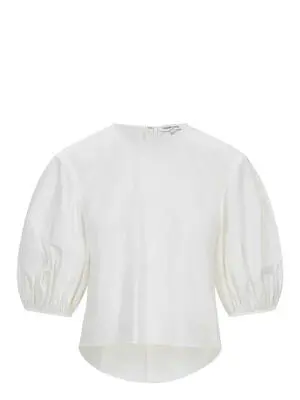 FEMPONIQ Puff Sleeve Cotton Top - White