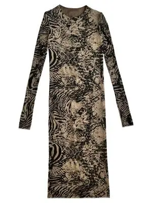L2R THE LABEL Reversible Printed Mesh Dress - Black