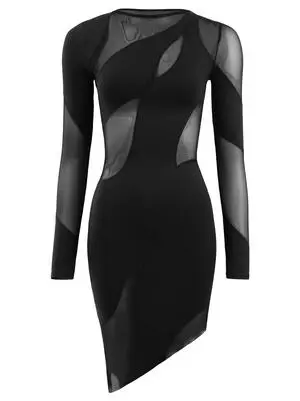 OW Spiral Long Sleeve Mesh Dress - Black