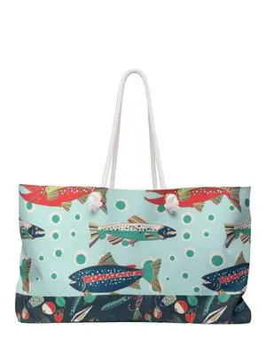 PIPER & FOX Printed Tote Bag - Blue/green