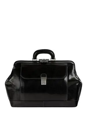 TIME RESISTANCE Italian Leather Doctor Bag Hamlet - Black
