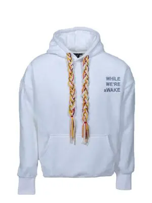 WHILE WE'RE AWAKE Hooded Sweatshirt With Braid Detail - White