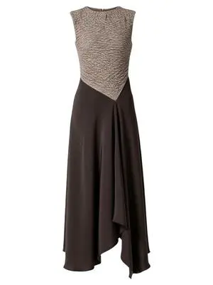 IZABELA MANDOIU Midi Dress With Ruched Jersey Bodice And Viscose Skirt - Black