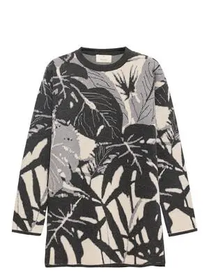 PERALUNA Jacquard Knit Tunic Top - Gray