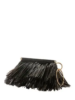 SPEIRA Clutch With Raffia Fringe - Black