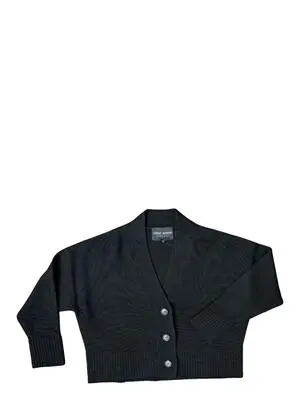 LINDSAY NICHOLAS NEW YORK Cropped Merino Cardigan - Black