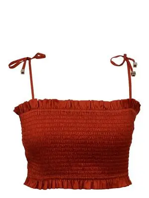 SHINARAA Sleeveless Elastic Cropped Tube Top - Red