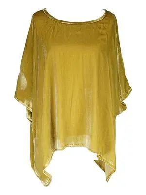 JENNAFER GRACE Chartreuse Silk Velvet Scarf Top - Yellow