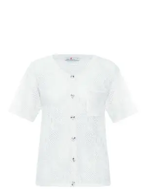 PERALUNA Lace Knit Short Sleeve Cardigan - White