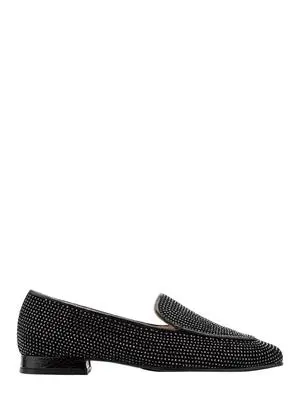 ILVI Himari Suede Leather Loafer With Stones - Black