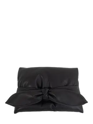 JULIA ALLERT Bow Detail Faux Leather Clutch - Black