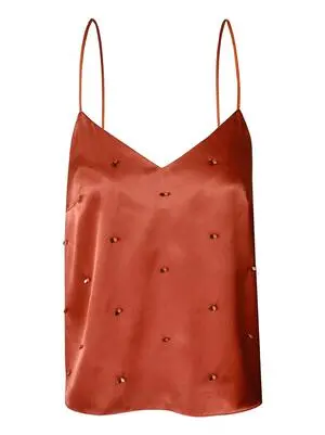 2KSTYLE Jenya Hand Embellished Satin Camisole - Orange/red