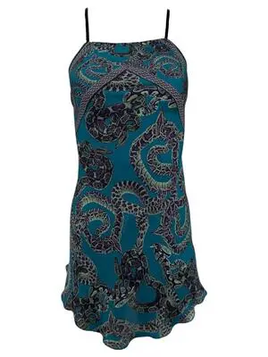 MONZLAPUR NEW YORK Silk Snake Print Mini Dress - Green/blue