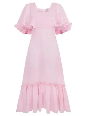 LISA THE LABEL Venetian Organic Linen Dress - Pink