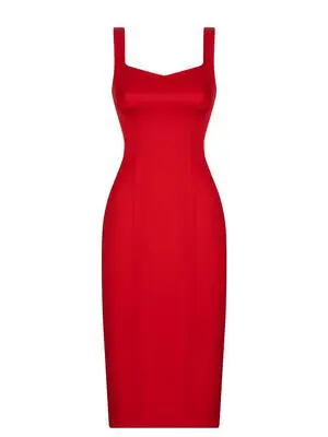 ELSAVA Elsava Red Midi Dress With Adjustable Laces And Zippers