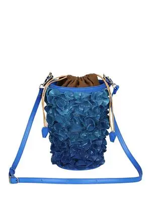 F3ROG BY RANA Hand-crafted Leather Bucket Bag - Blue