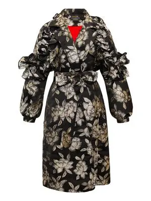 BYVINNIK Ruffle Trench Coat - Black/silver