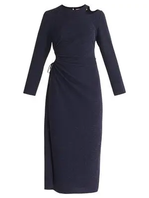 PAISIE Sparkly Cut Out Midi Dress - Blue