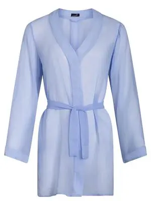 JE MÉRITE (I DESERVE) Je Mérite Periwinkle Silk Chiffon Shirt Dress - Blue