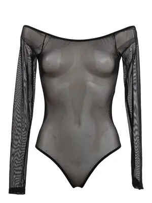MY MOKONDO Mesh Off-the-shoulder Bodysuit - Black