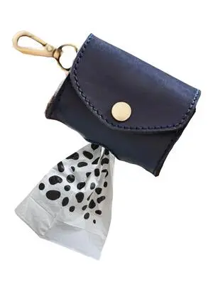 VIDA VIDA Leather Waste Bag Holder With Clasp - Blue