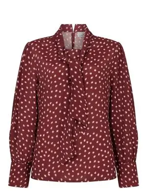 LILY AND LIONEL Star Print Pussybow Blouse - Red