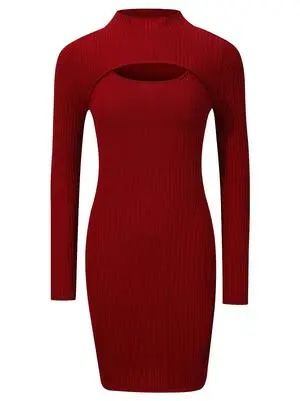 NUAJE NUAJE Jess Merino Wool Cut Out Mini Dress - Red