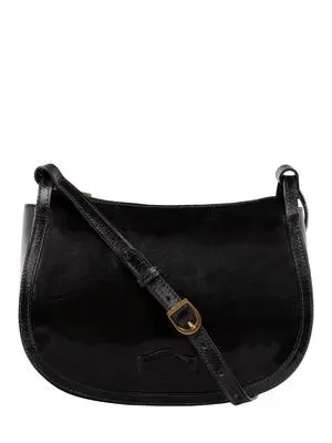 TIME RESISTANCE Leather Hobo Bag - Black